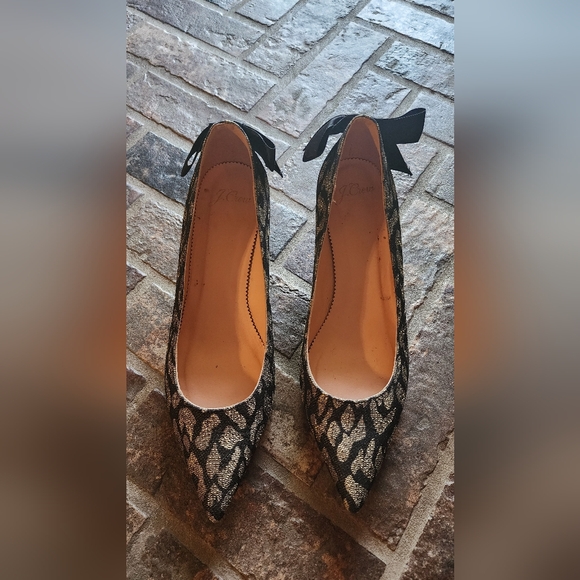 J. Crew | Shoes | J Crew Black And Gold Heels | Poshmark